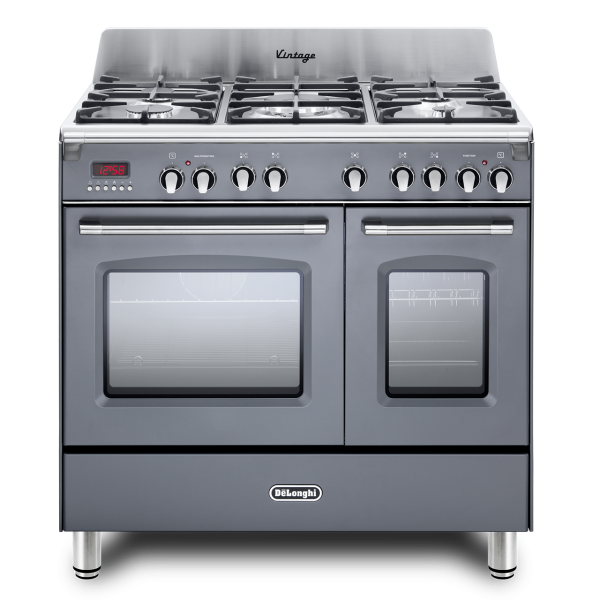 Vintage twin cavity dual fuel Range Cooker in Slate Gray - De'Longhi