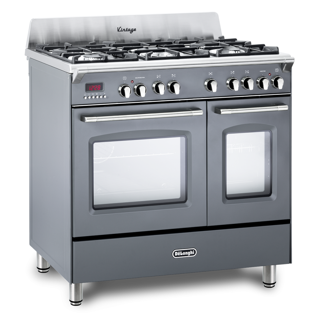Vintage twin cavity dual fuel Range Cooker in Slate Gray - De'Longhi