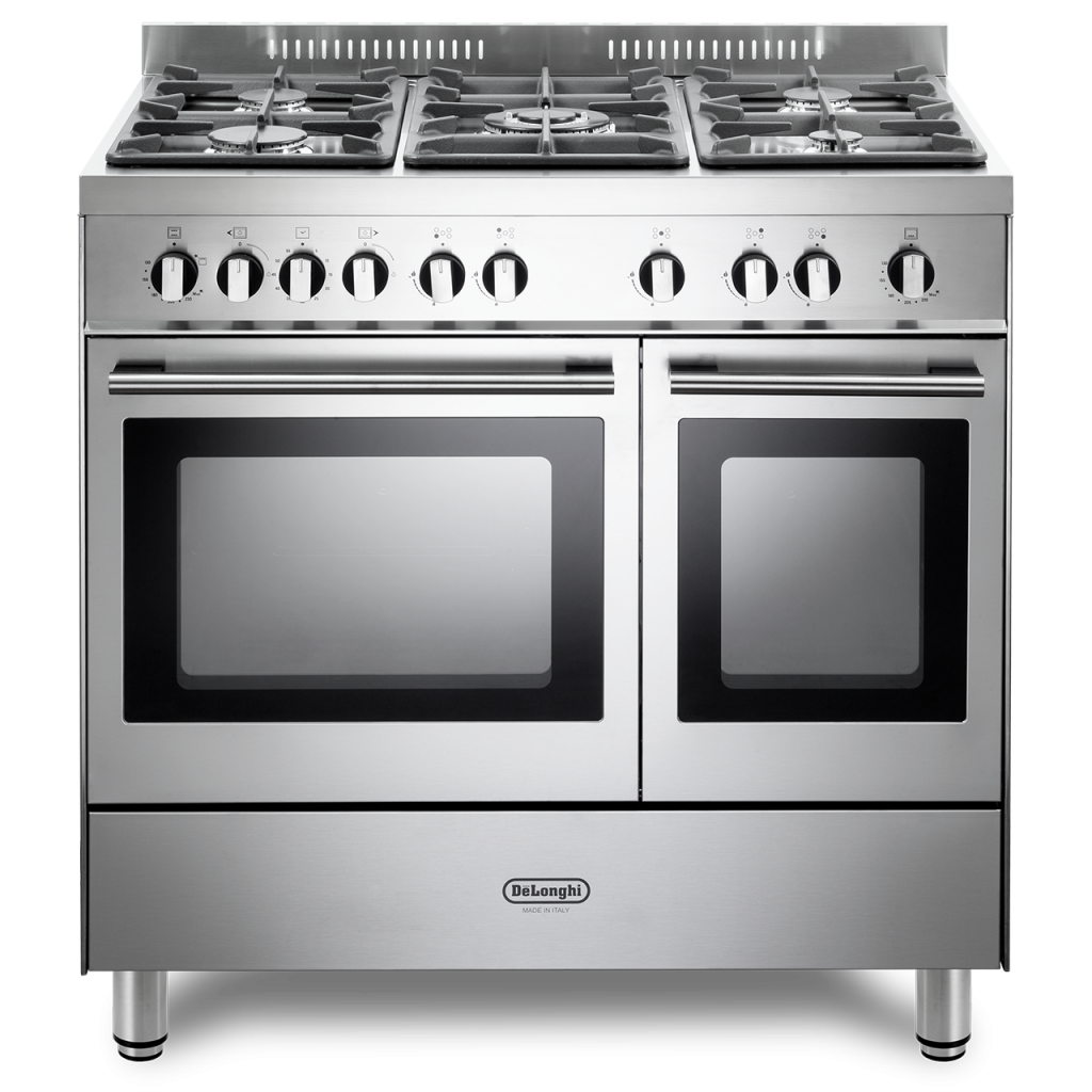 Modern twin cavity gas Range Cooker in Stainless Steel - De'Longhi
