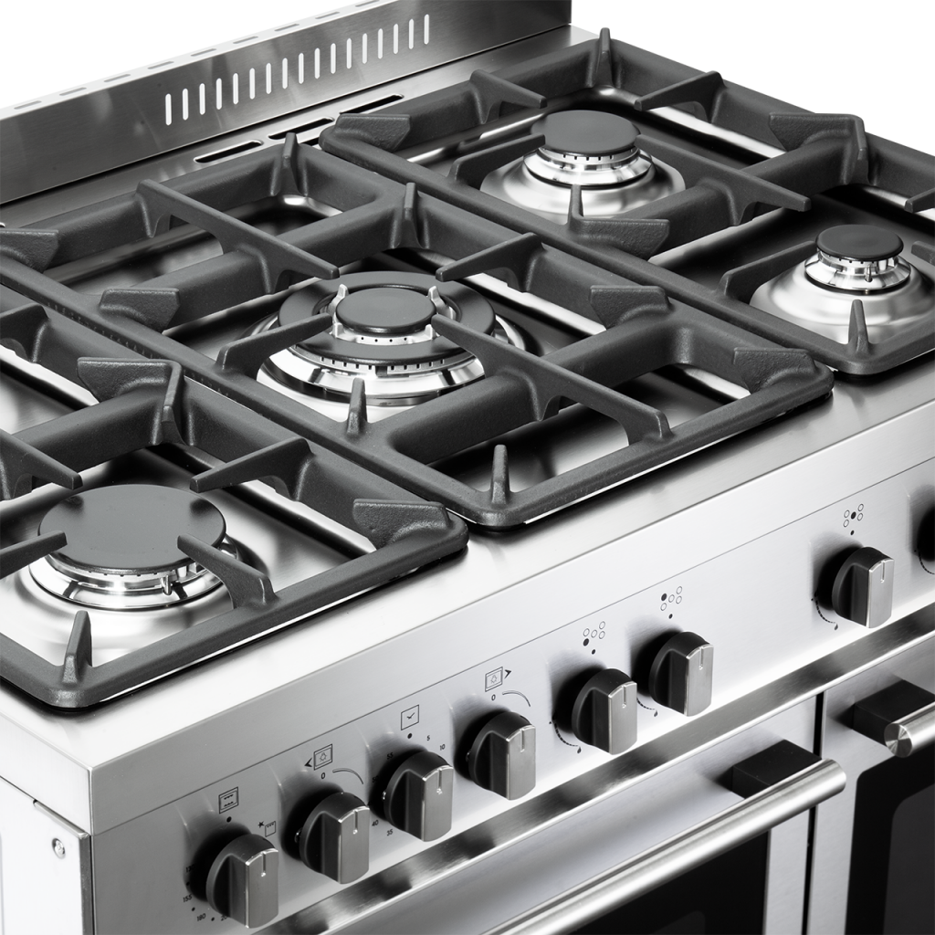 Modern twin cavity gas Range Cooker in Stainless Steel - De'Longhi