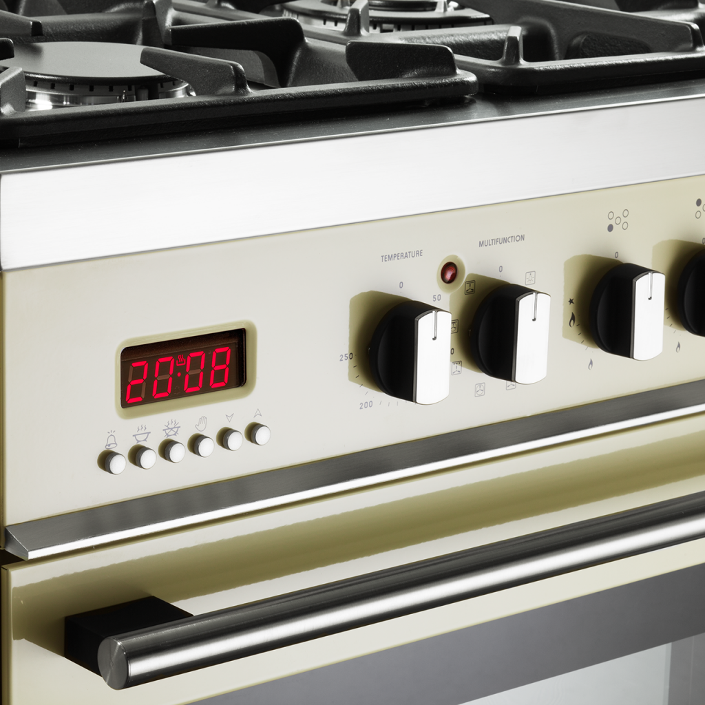 Modern twin cavity dual fuel Range Cooker in Cream - De'Longhi