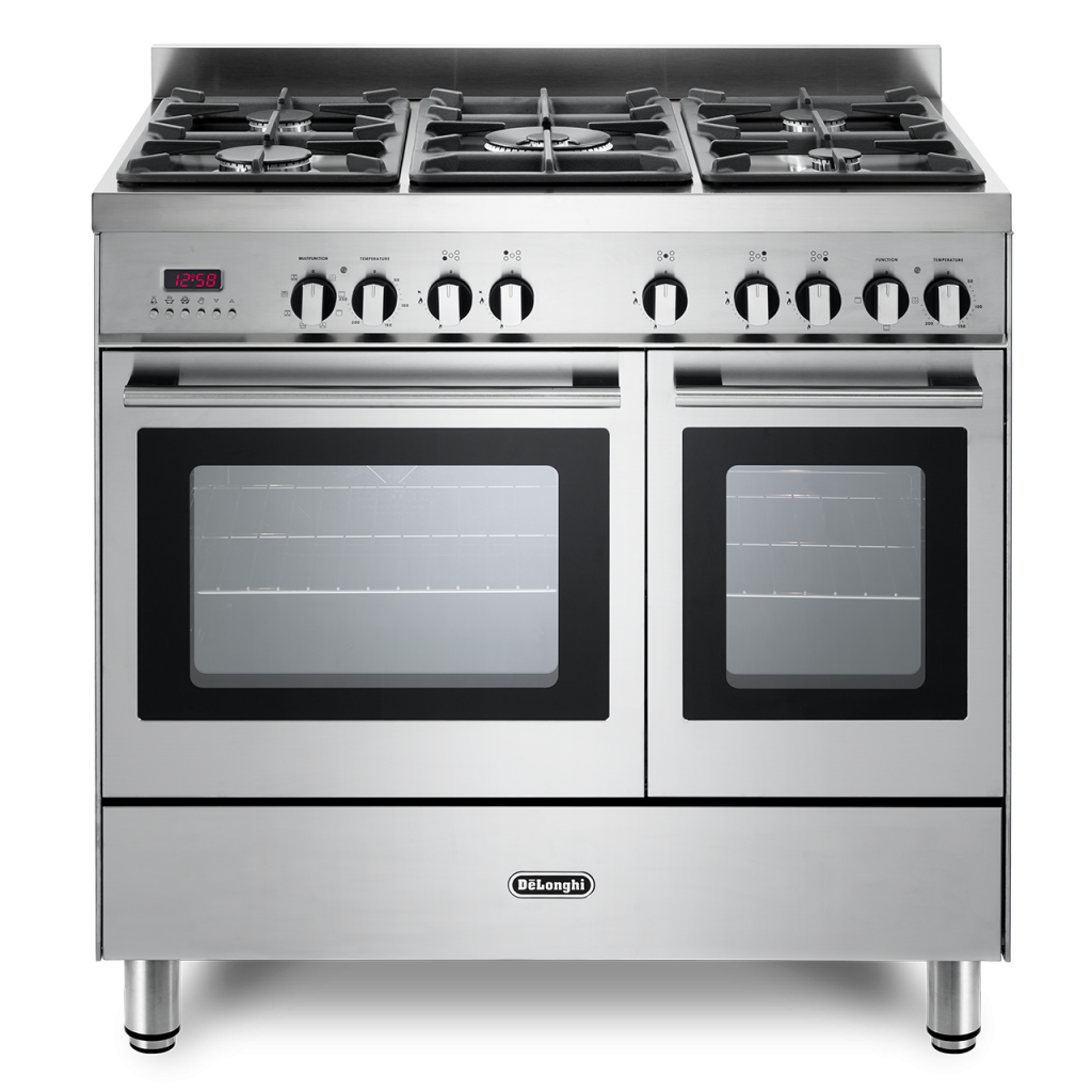 Modern twin cavity dual fuel Range Cooker in Stainless Steel - De'Longhi