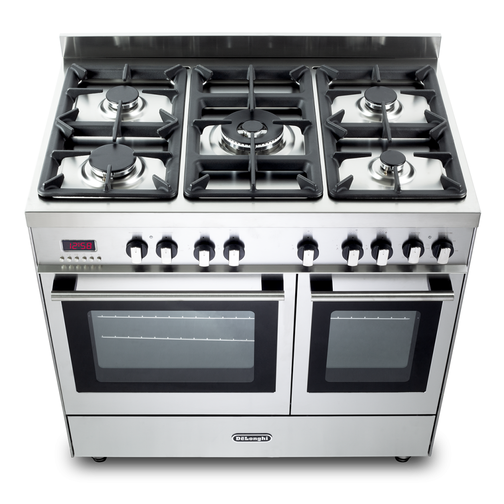 Modern twin cavity dual fuel Range Cooker in Stainless Steel - De'Longhi