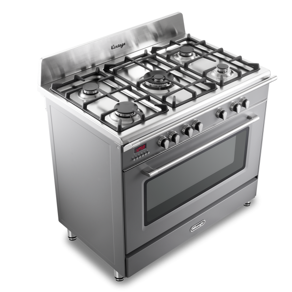 Vintage single cavity dual fuel Range Cooker in Slate Grey - De'Longhi