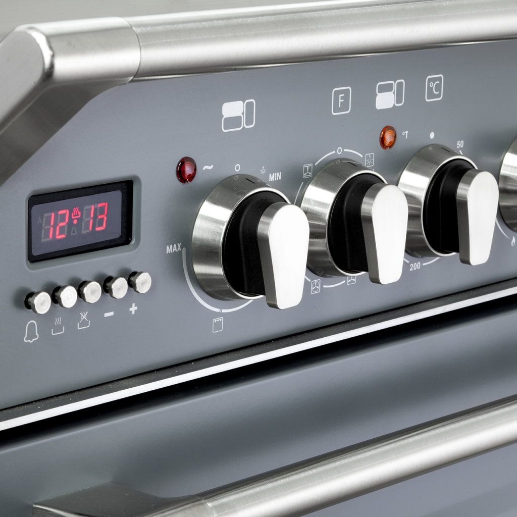 Vintage three cavity dual fuel Range Cooker in Slate Grey - De'Longhi
