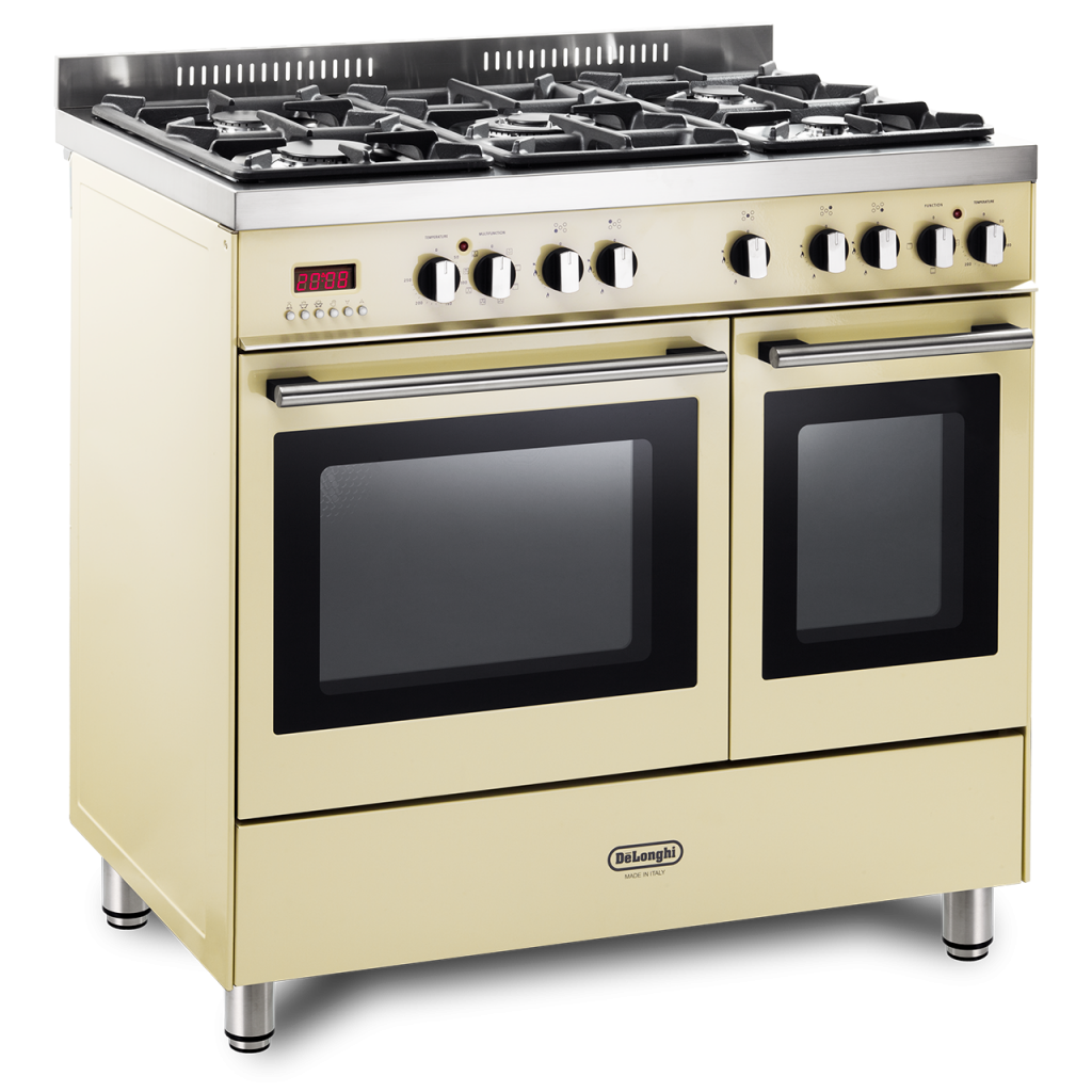 Modern twin cavity dual fuel Range Cooker in Cream - De'Longhi