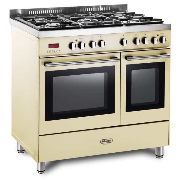 Modern twin cavity dual fuel Range Cooker in Cream - De'Longhi