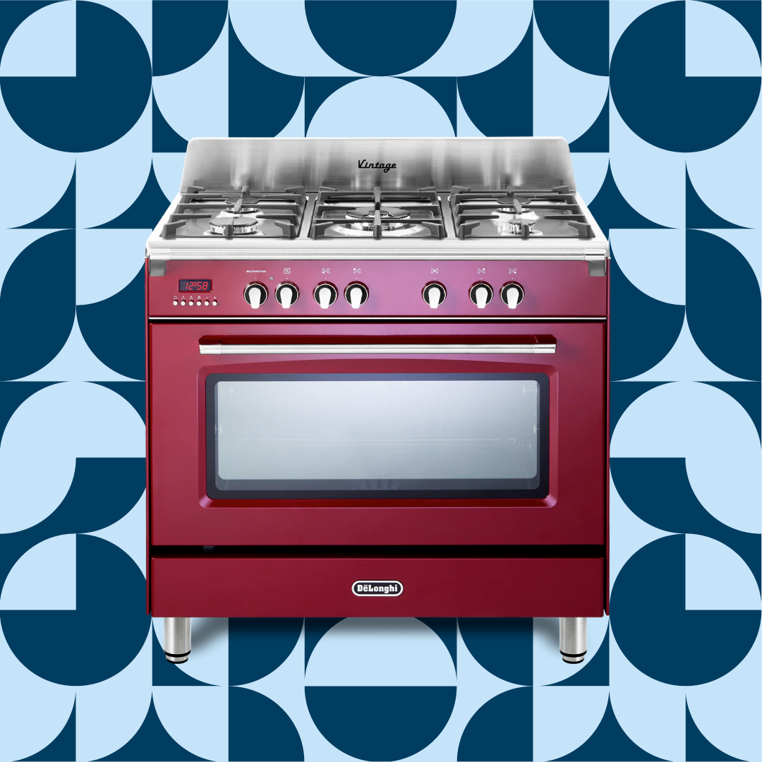 Vintage three cavity dual fuel Range Cooker in Cream - De'Longhi